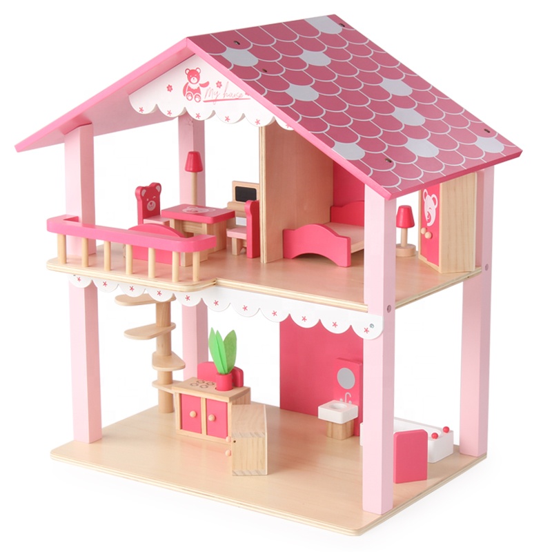 Wooden Role Play Pink Doll House from China Manufacturer - Green Wooden ...
